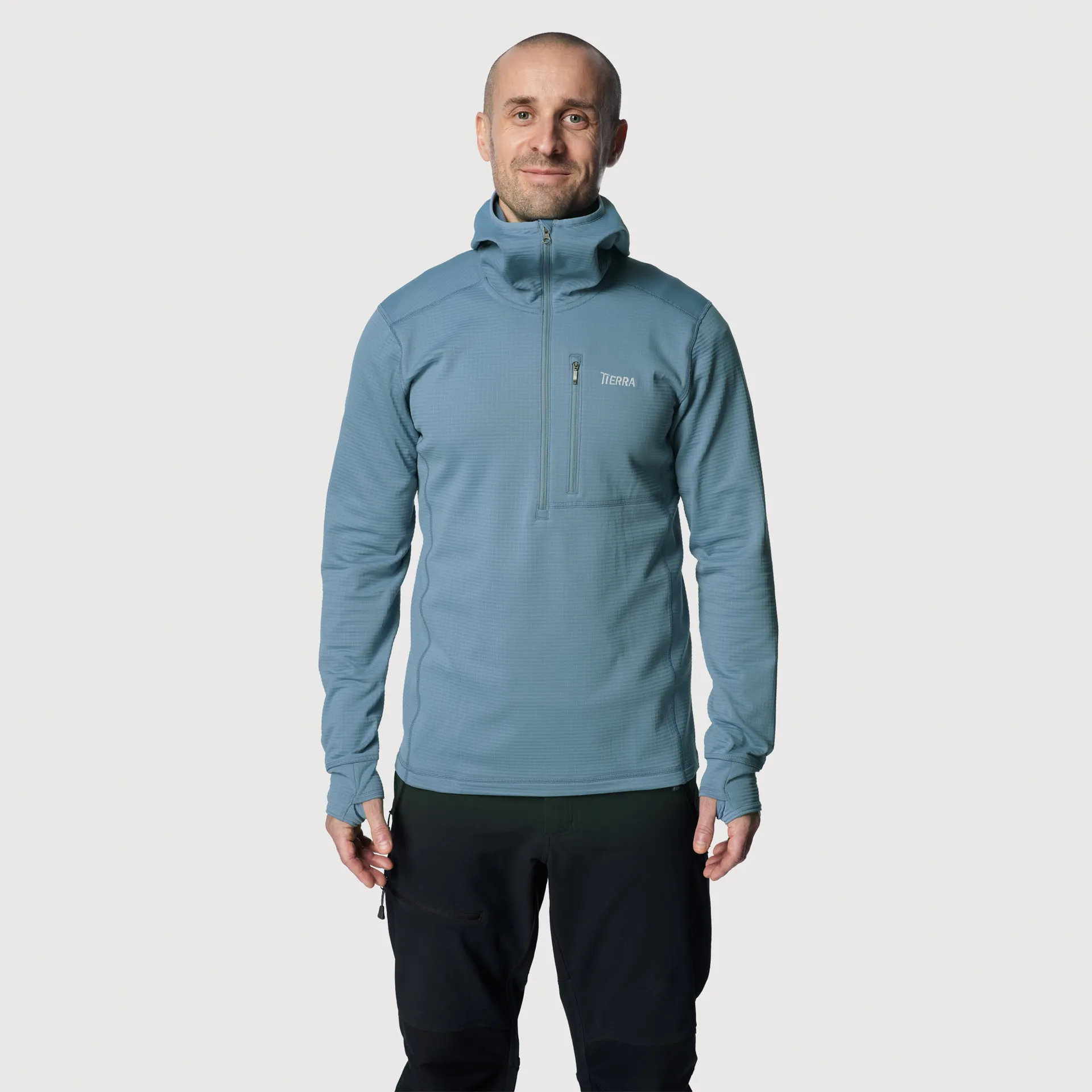 Tierra Men's Nallo Hooded Half Zip Fleece Infinity Blue