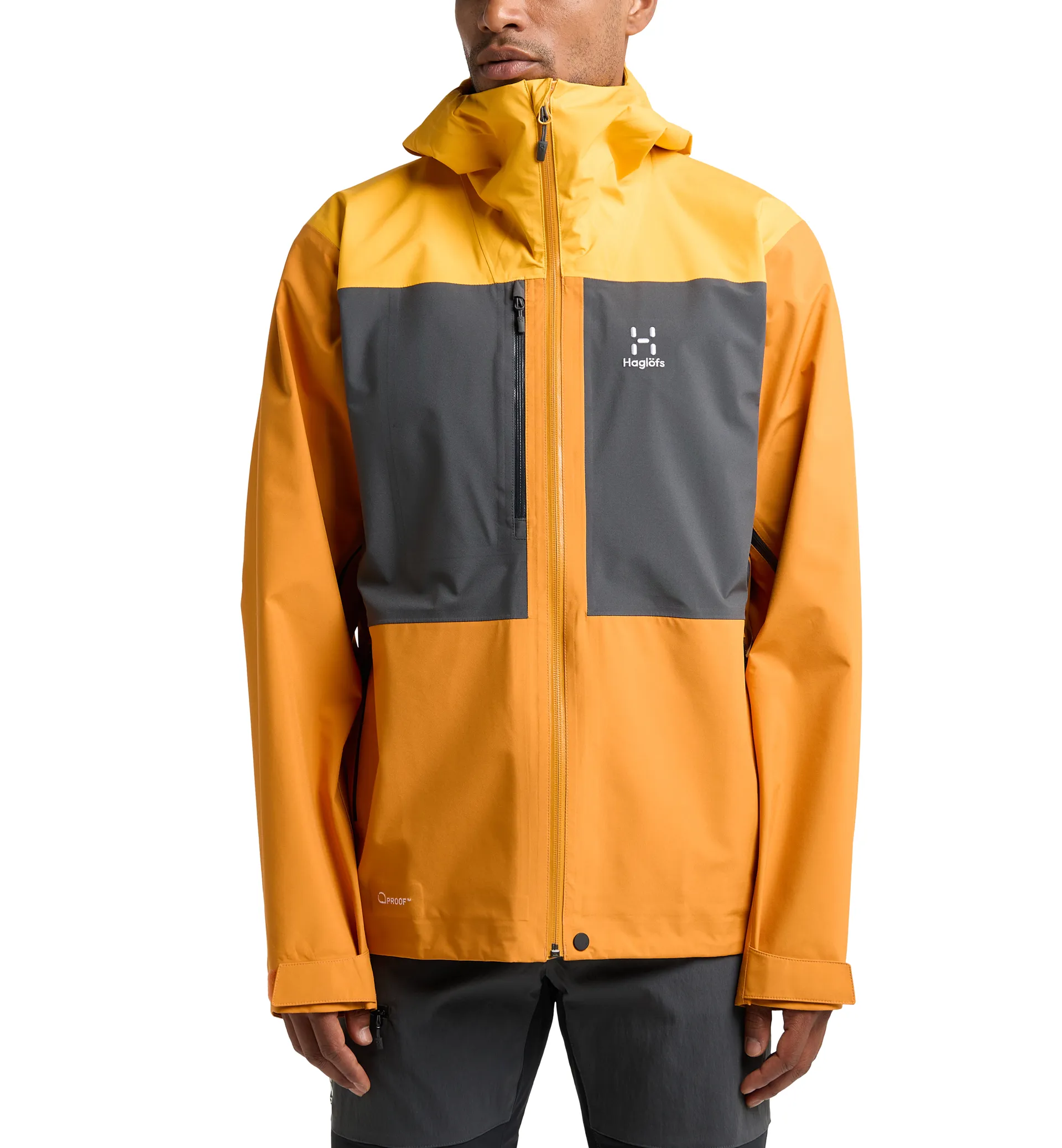 Haglofs Mens Front Proof Packable Waterproof Jacket Yellow