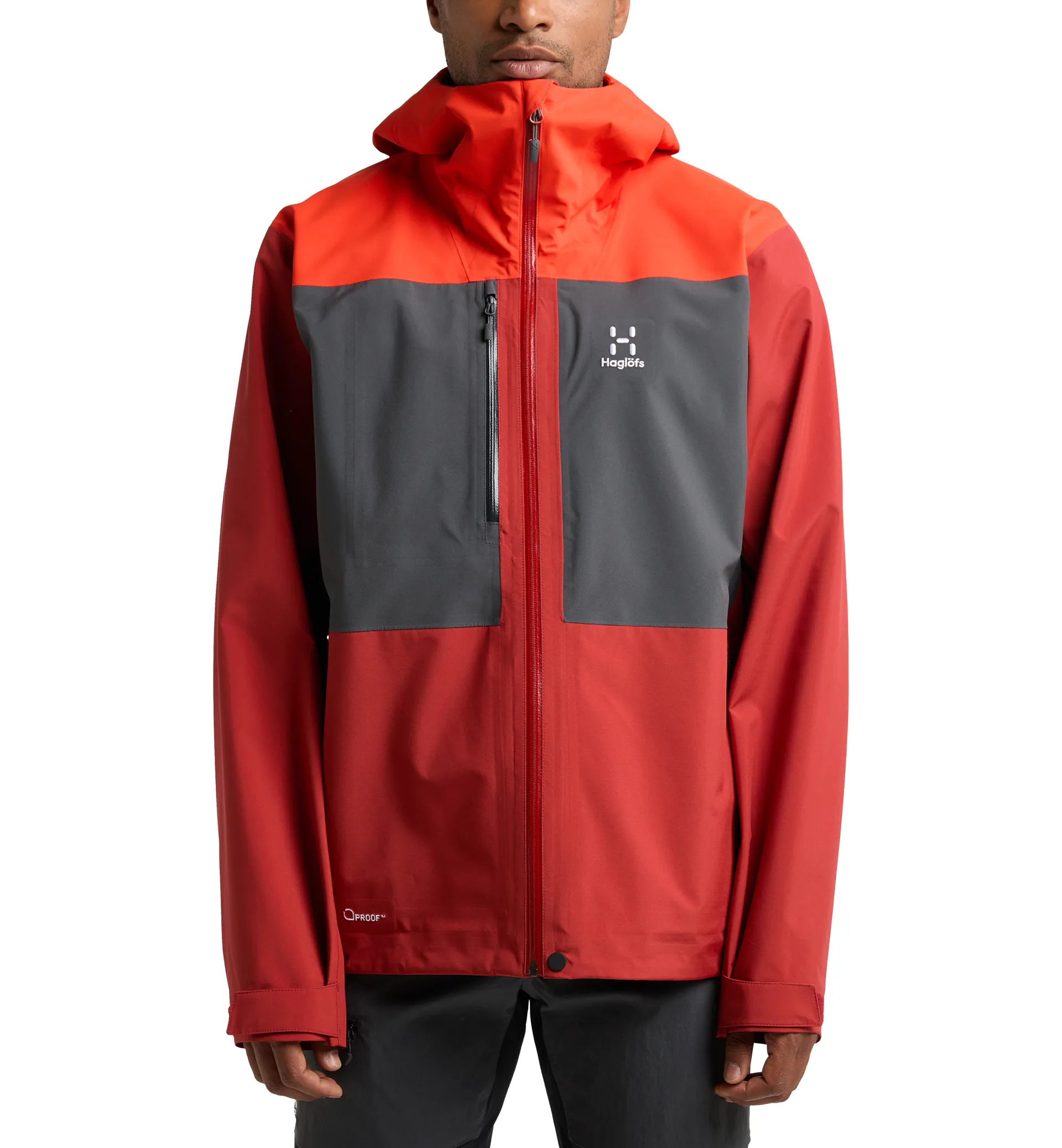 Haglofs Mens Front Proof Packable Waterproof Jacket Red