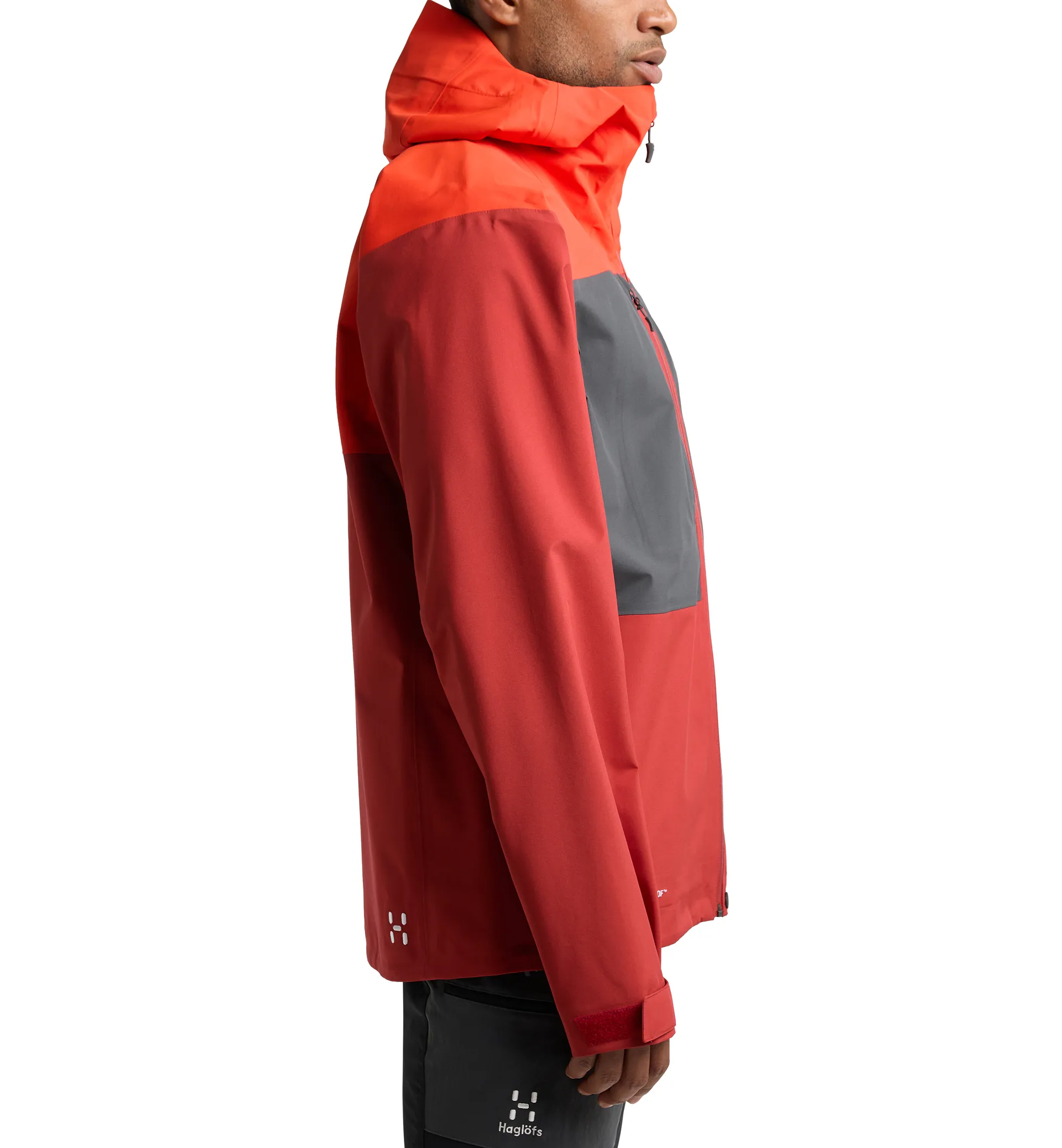 Haglofs Mens Front Proof Packable Waterproof Jacket Red