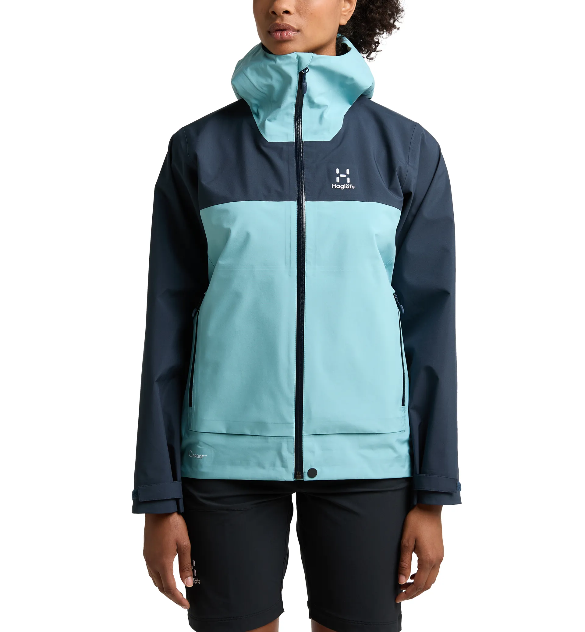 Haglofs Womens Front Proof Waterproof Jacket Frost/Tarn Blue