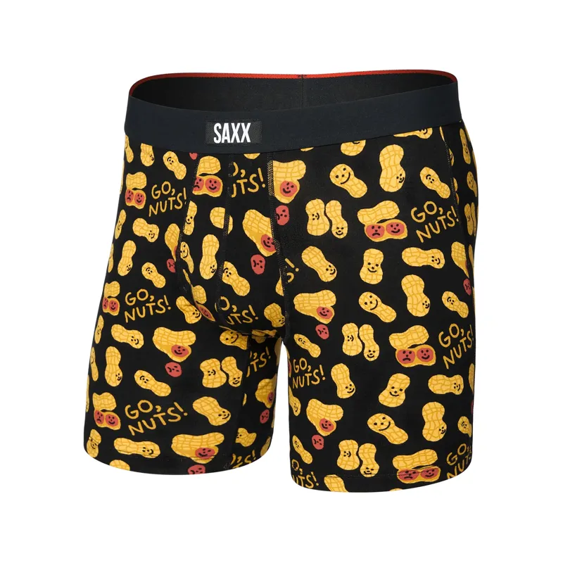 SAXX Men's Vibe Xtra Boxer Briefs Fly Go Nuts Black