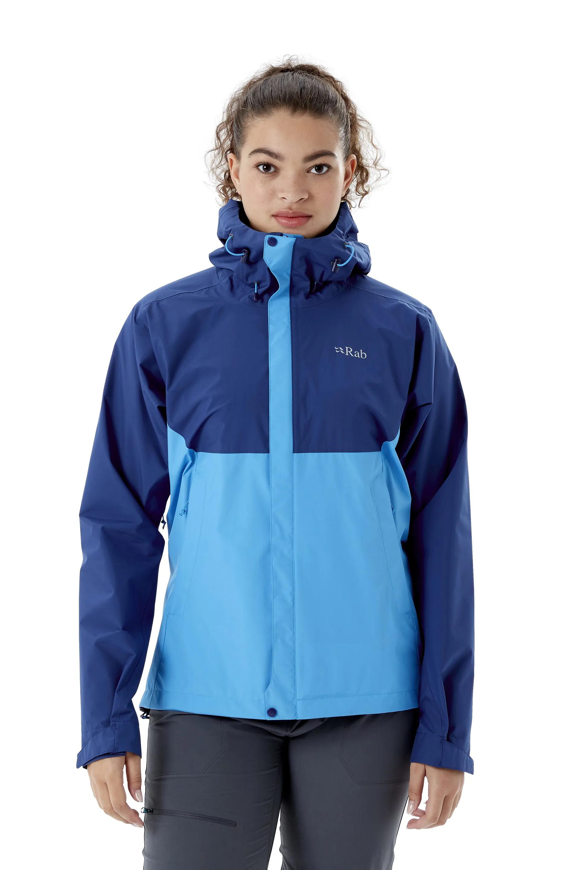 Rab Womens Downpour Eco Jacket Nightfall Blue / Alaska Blue